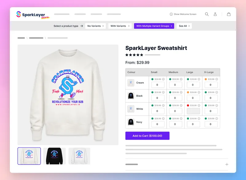 Product Matrix Interface - SparkLayer Docs