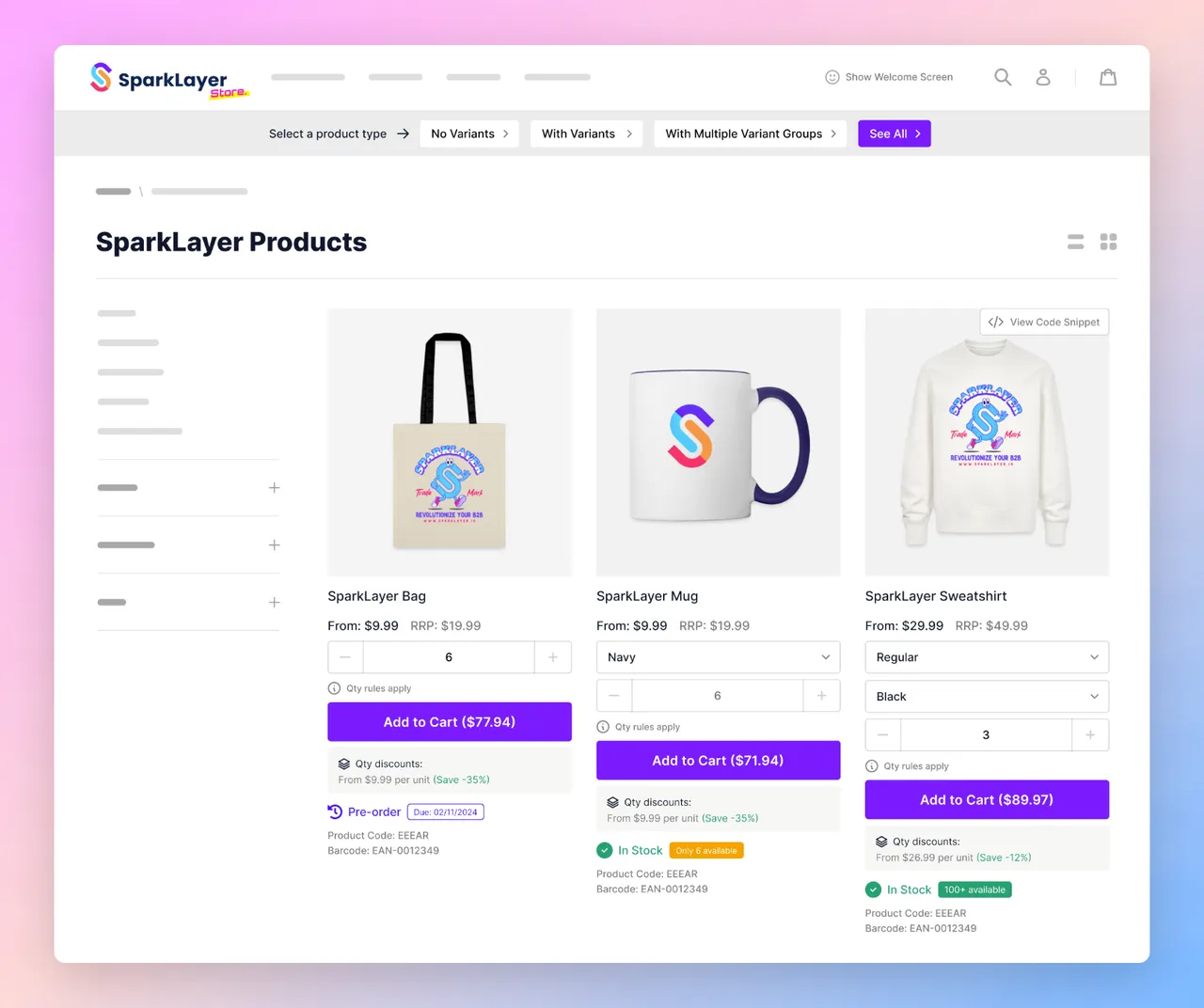 Product Card Interface - SparkLayer Docs