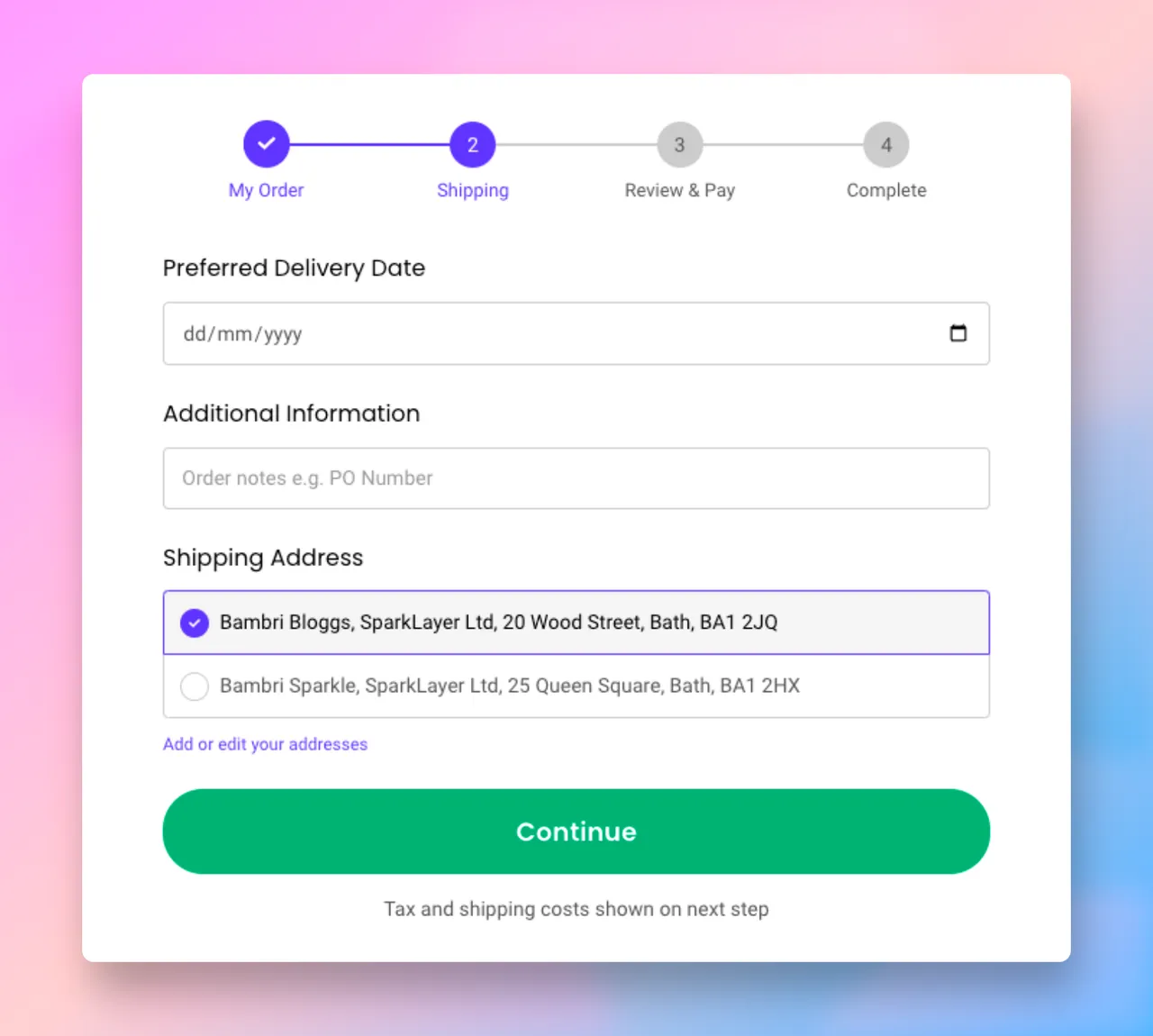 My Cart Interface - SparkLayer Docs
