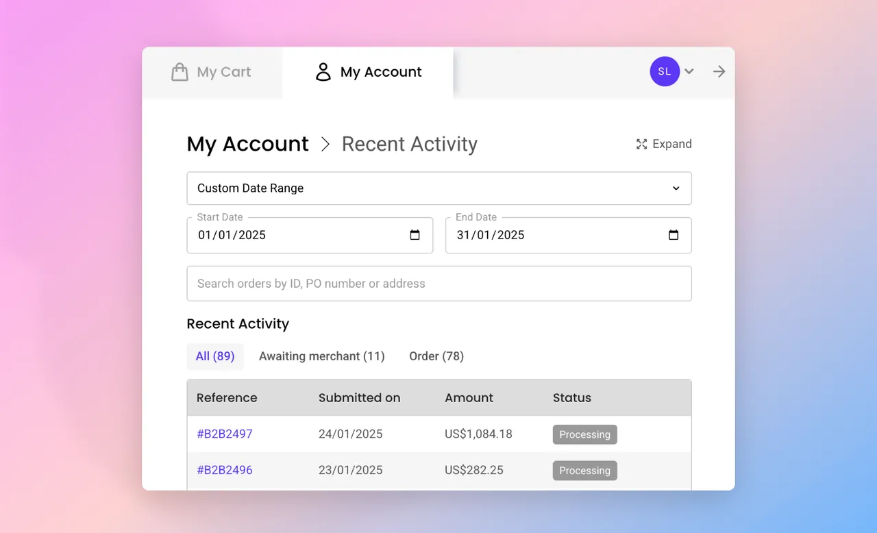 My Account Interface - SparkLayer Docs