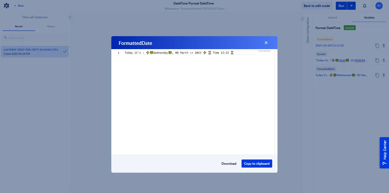 Format DateTime - Platform Actions