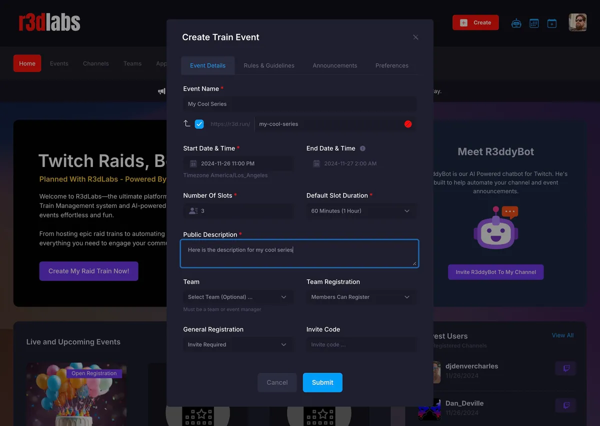 Create A Twitch Raid Train Series - R3dLabs Documentation