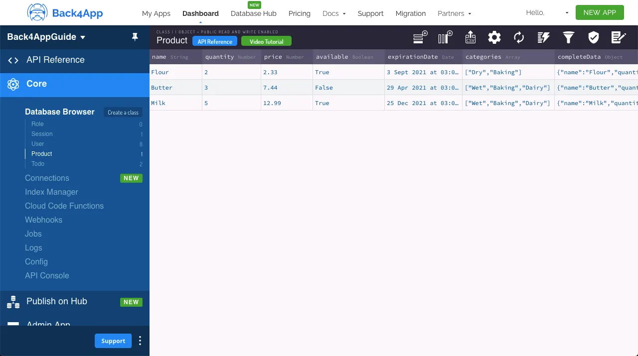 Parse Data Types in a React component - Back4app Backend