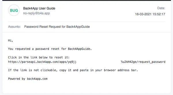 Restablecimiento de Contraseña en React con Parse.User - Back4app Backend
