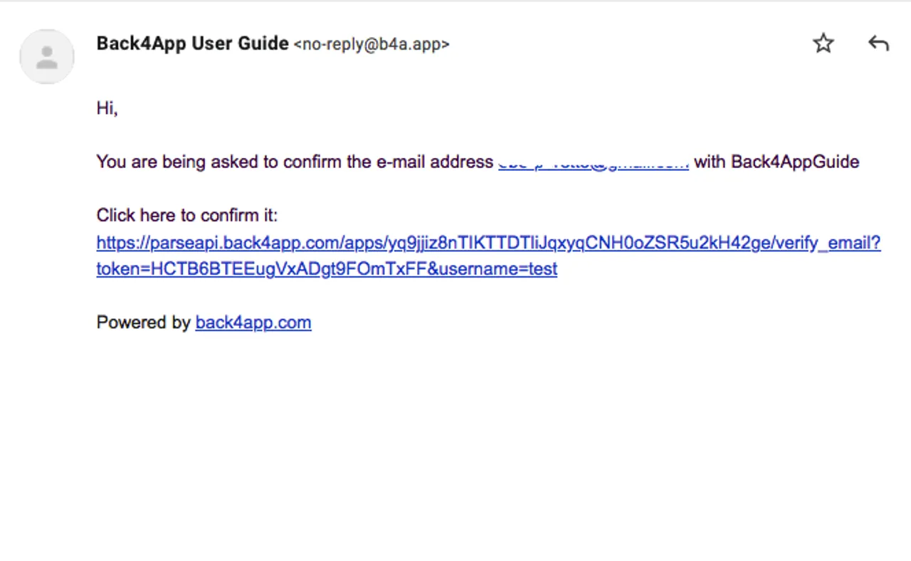 User email verification for Flutter - Back4app Backend