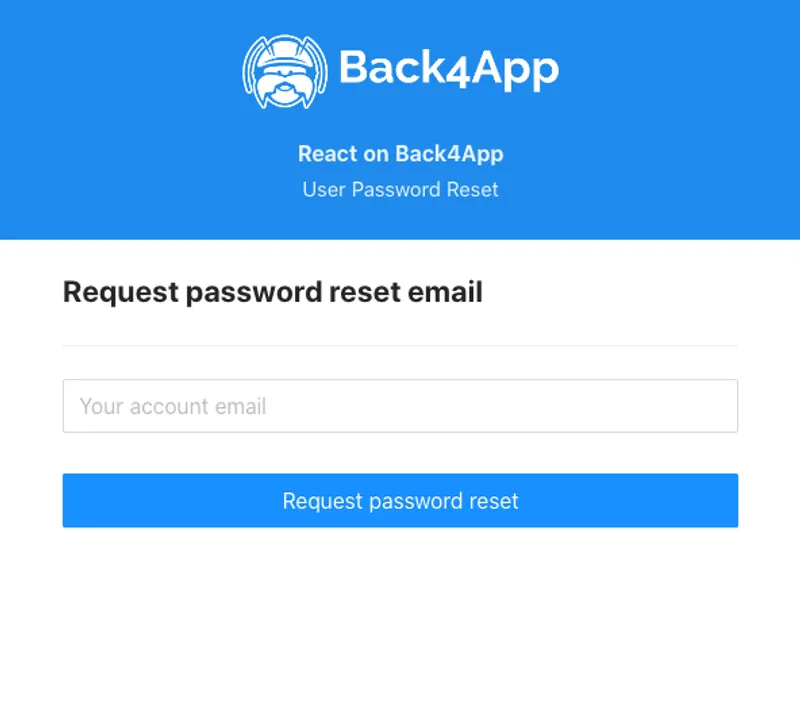 User Password Reset for React - Back4app Backend