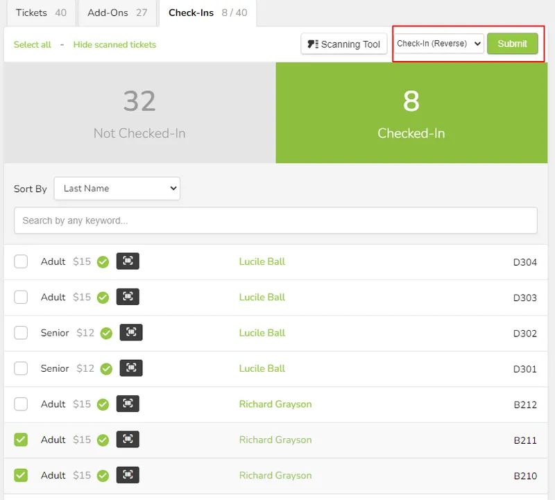 Check-In/Scan Tickets for an Event - Ludus Manual