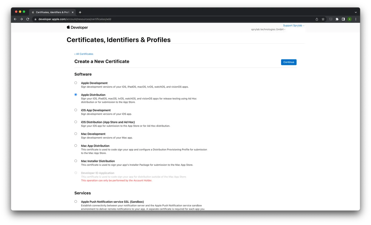 Create an iOS Distribution Certificate (P12) - Purple Experience