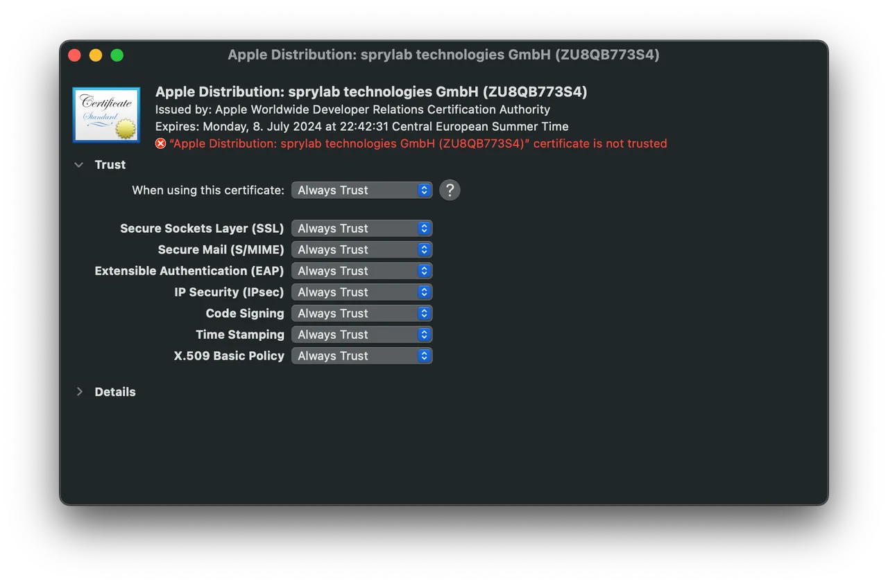 Create an iOS Distribution Certificate (P12) - Purple Experience