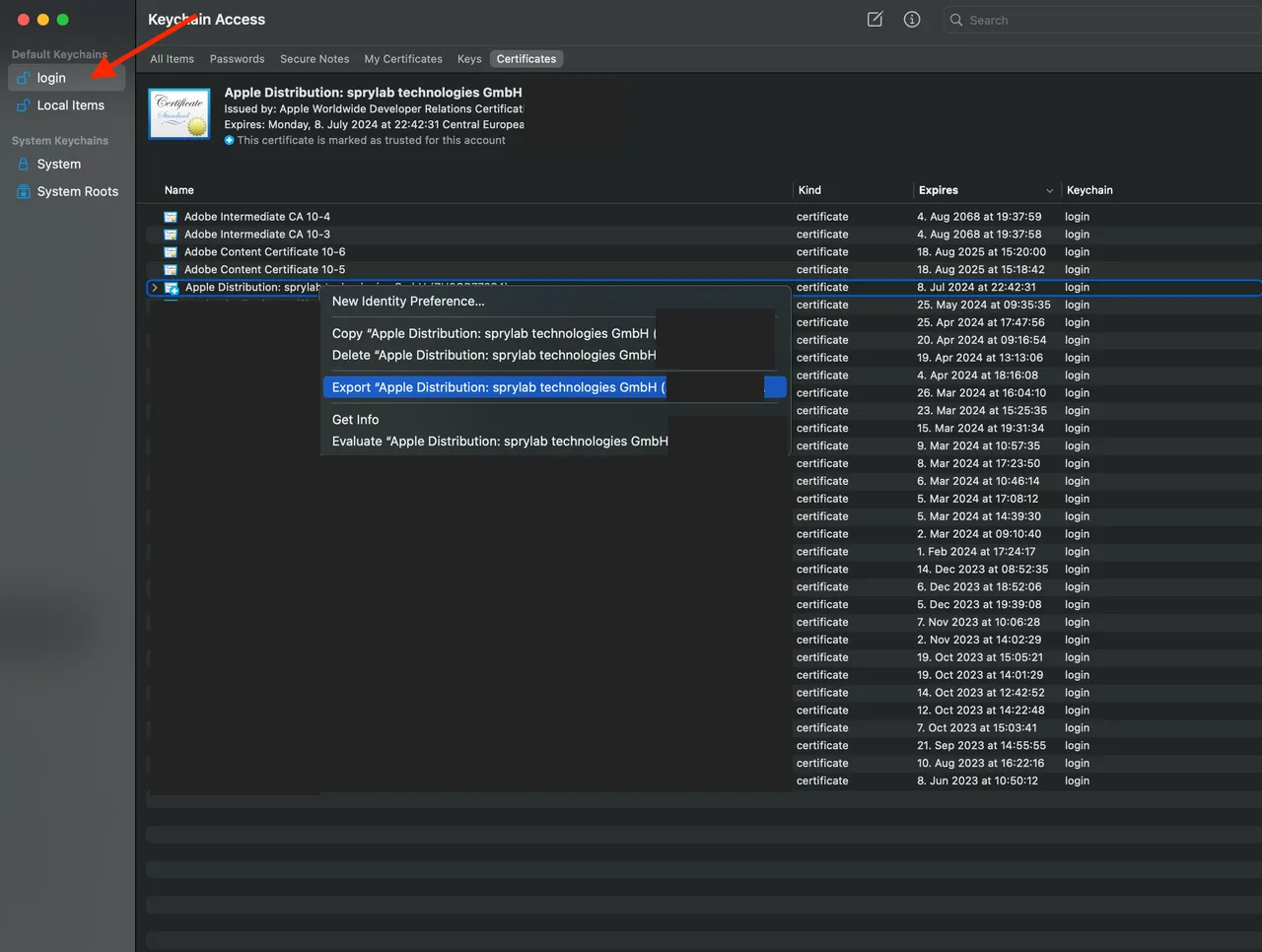 Create an iOS Distribution Certificate (P12) - Purple Experience